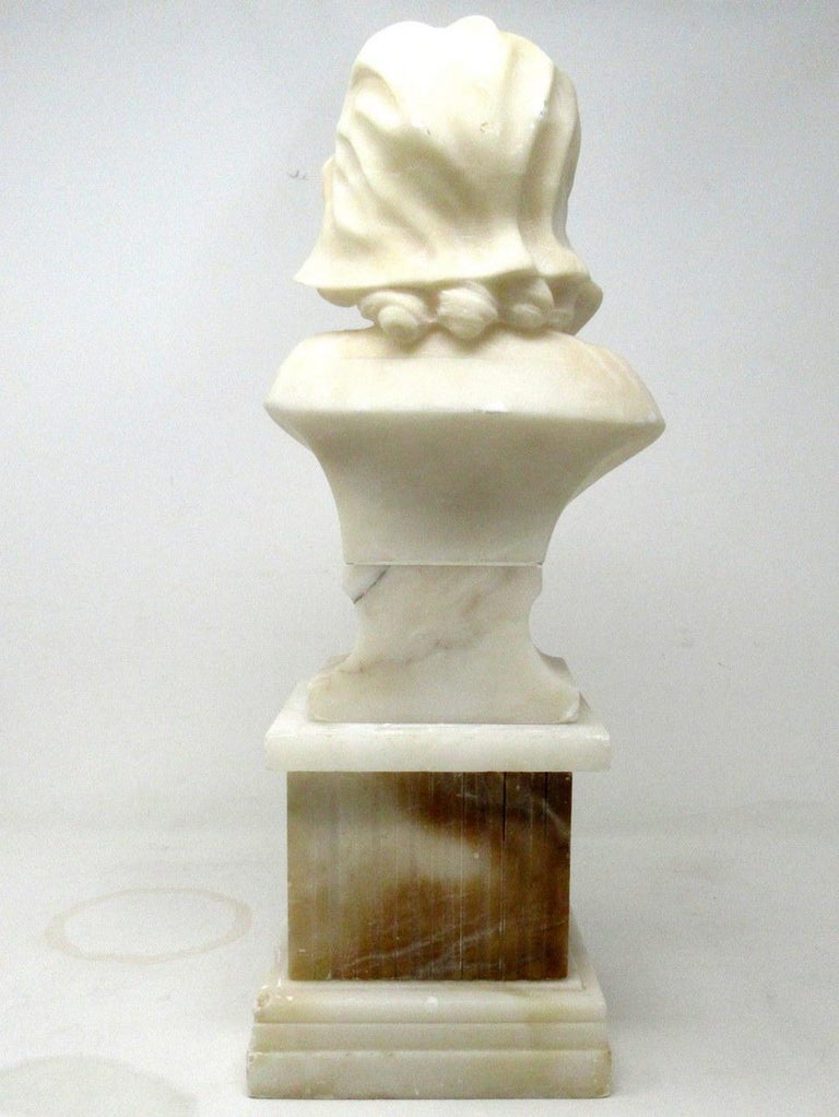 Antique Alabaster Bust Figure Wearing Bonnet Classical Scene French ...