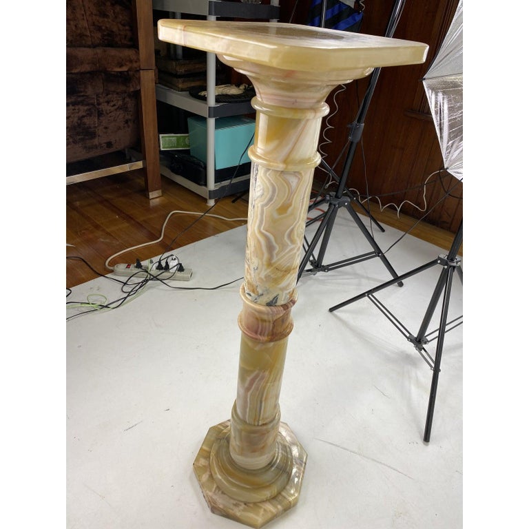 Antique Alabaster Columnar or Pedestal Stand, Circa 1900 at 1stDibs