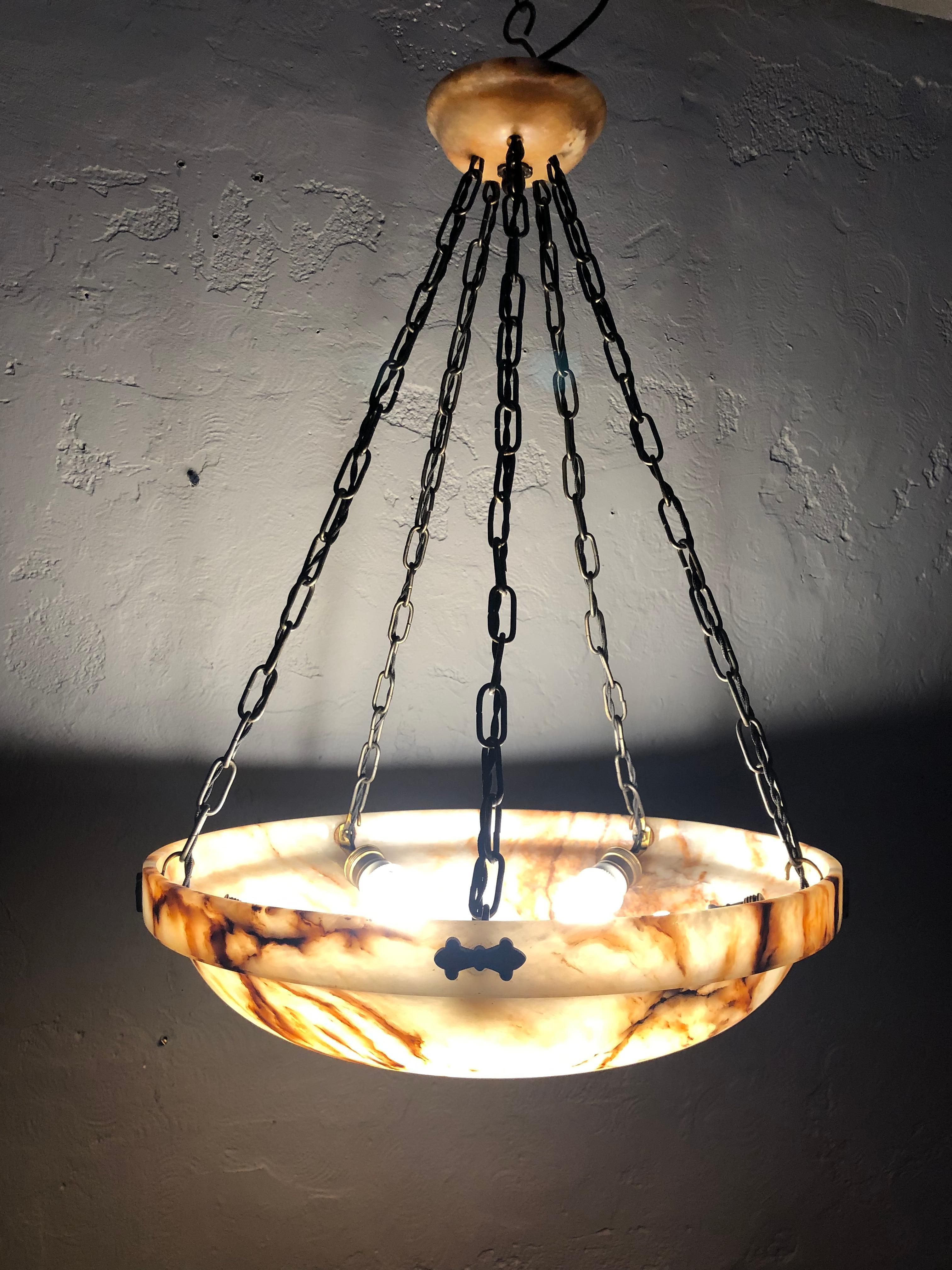 Antique Alabaster Plafonnier Chandelier at 1stDibs