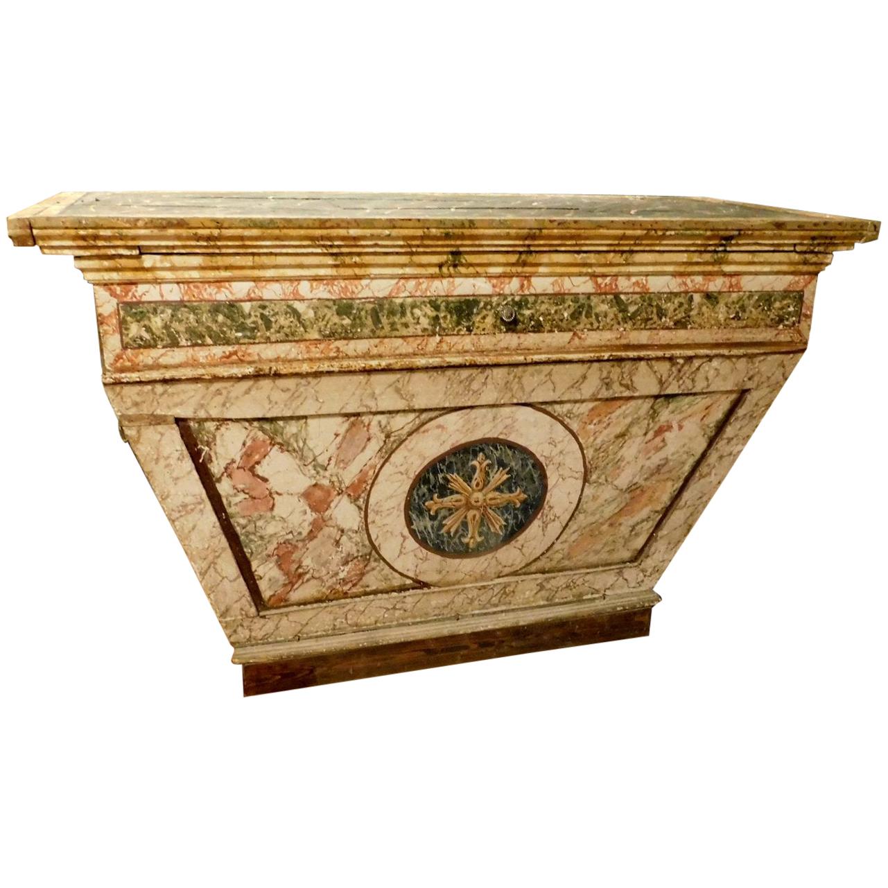 Antique altar in faux marble lacquered wood, from Italian chapel of ...