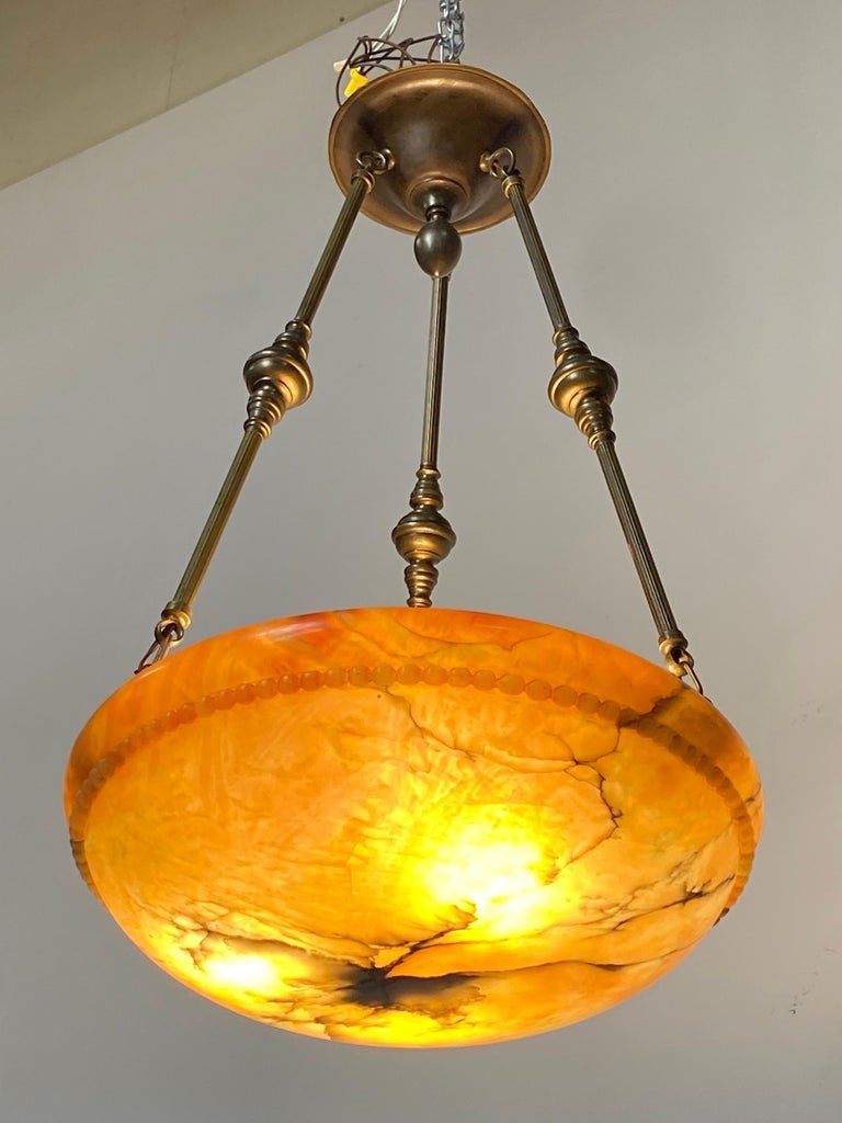Antique Amber-Colored Alabaster Ceiling Fixture/Chandelier at 1stDibs