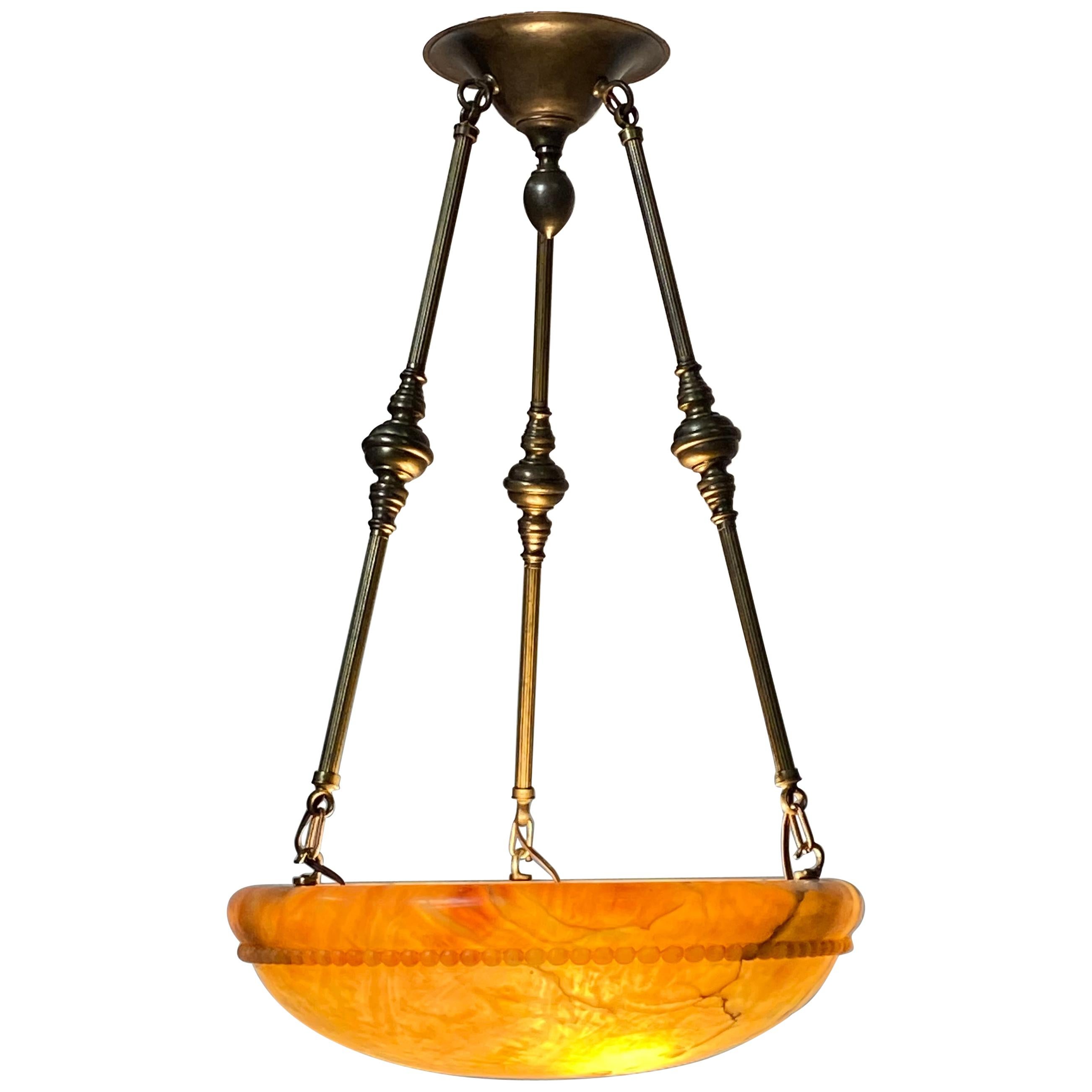Antique Amber-Colored Alabaster Ceiling Fixture/Chandelier at 1stDibs