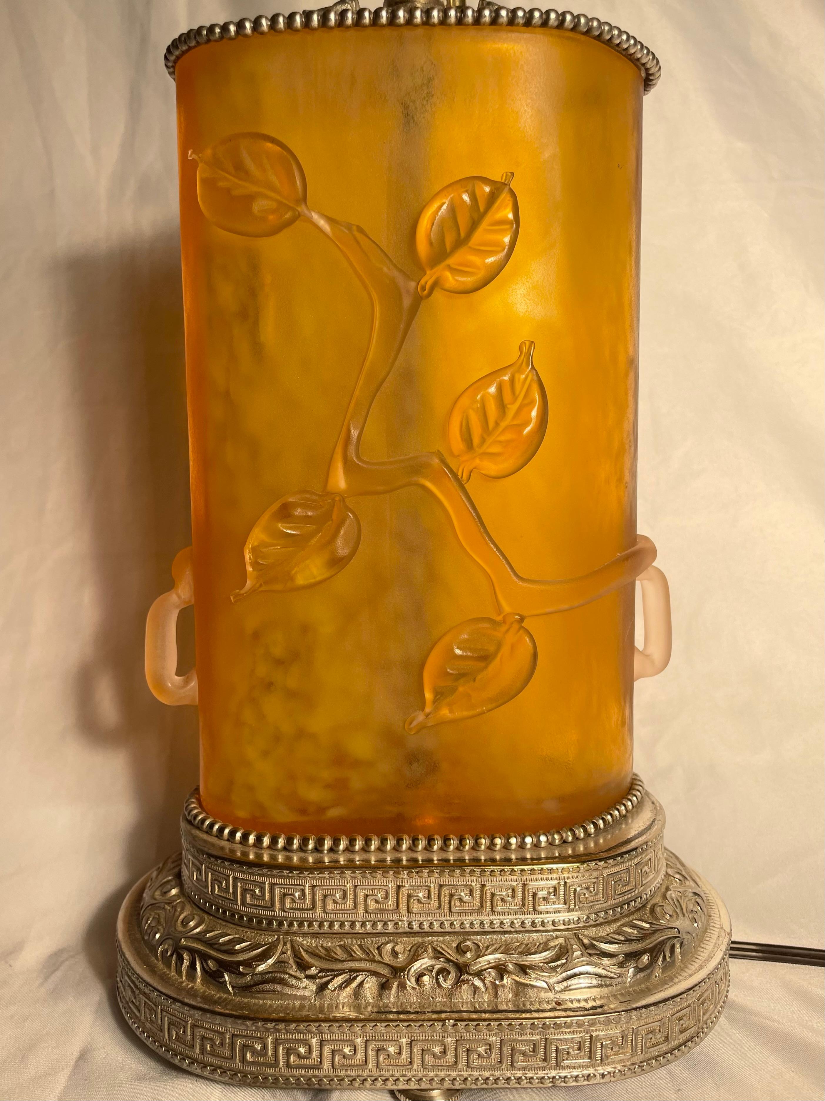 Antique Amber Colored Glass Lamp circa 1910 For Sale at 1stDibs