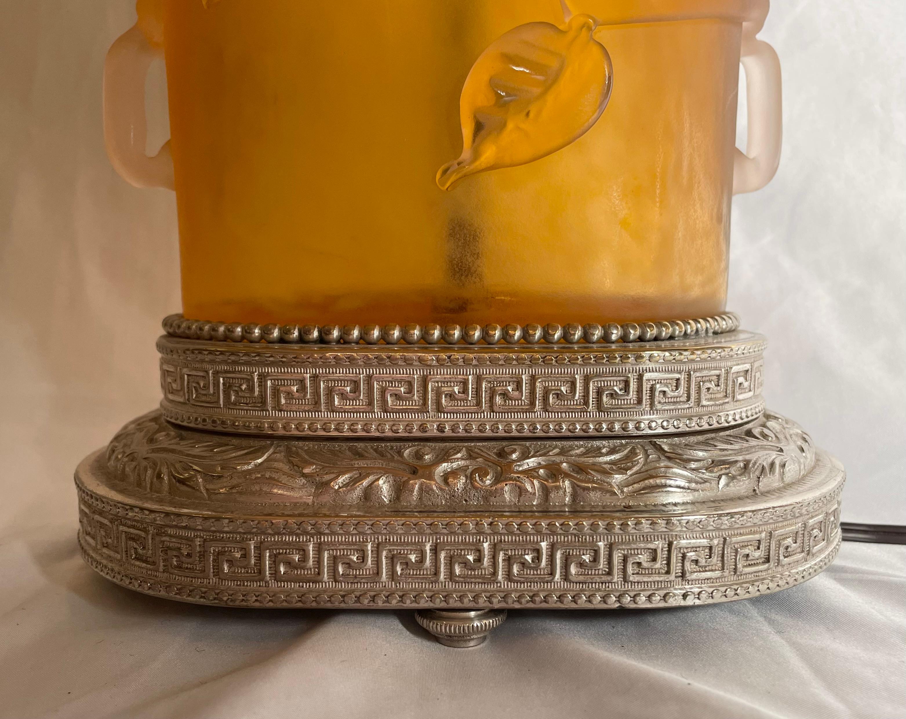 Antique Amber Colored Glass Lamp circa 1910 For Sale at 1stDibs