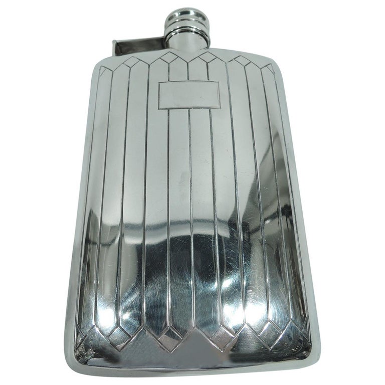 Antique American Art Deco Sterling Silver Flask by Meriden Britannia ...