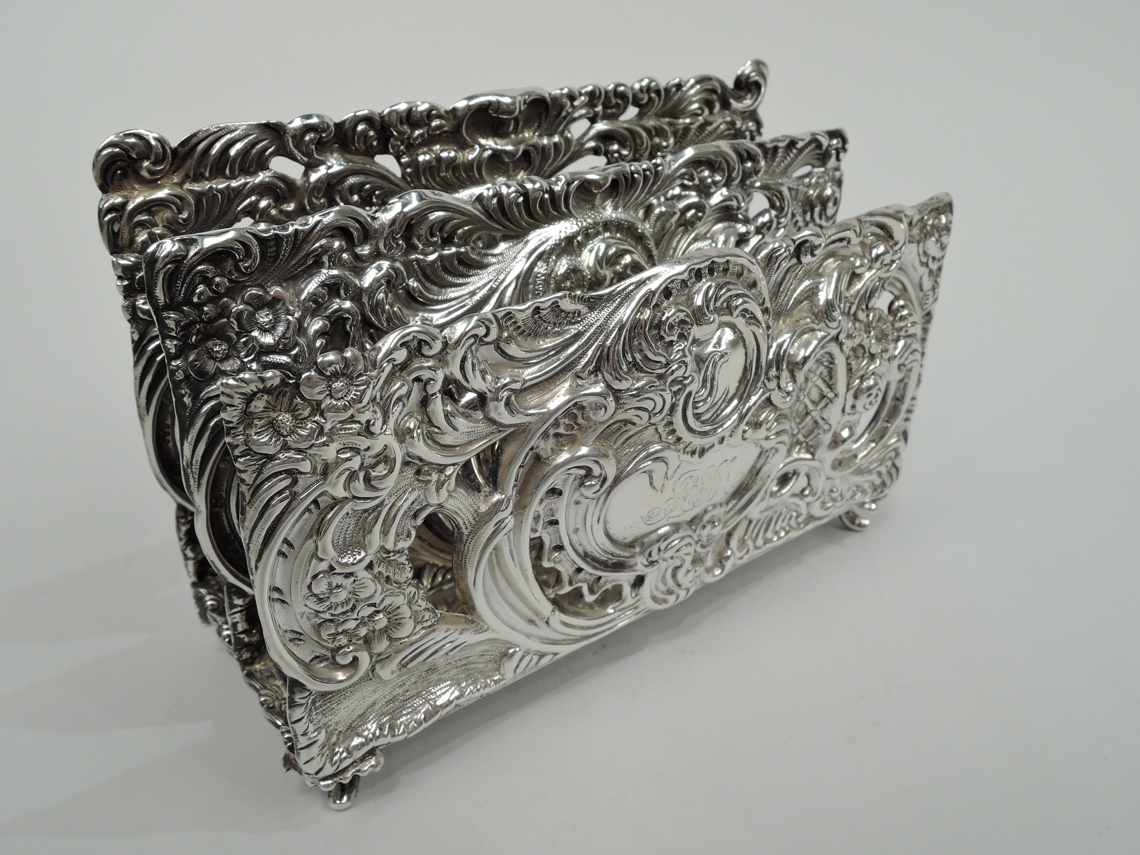 Antique American Art Nouveau Rococo Sterling Silver Letter Rack For ...