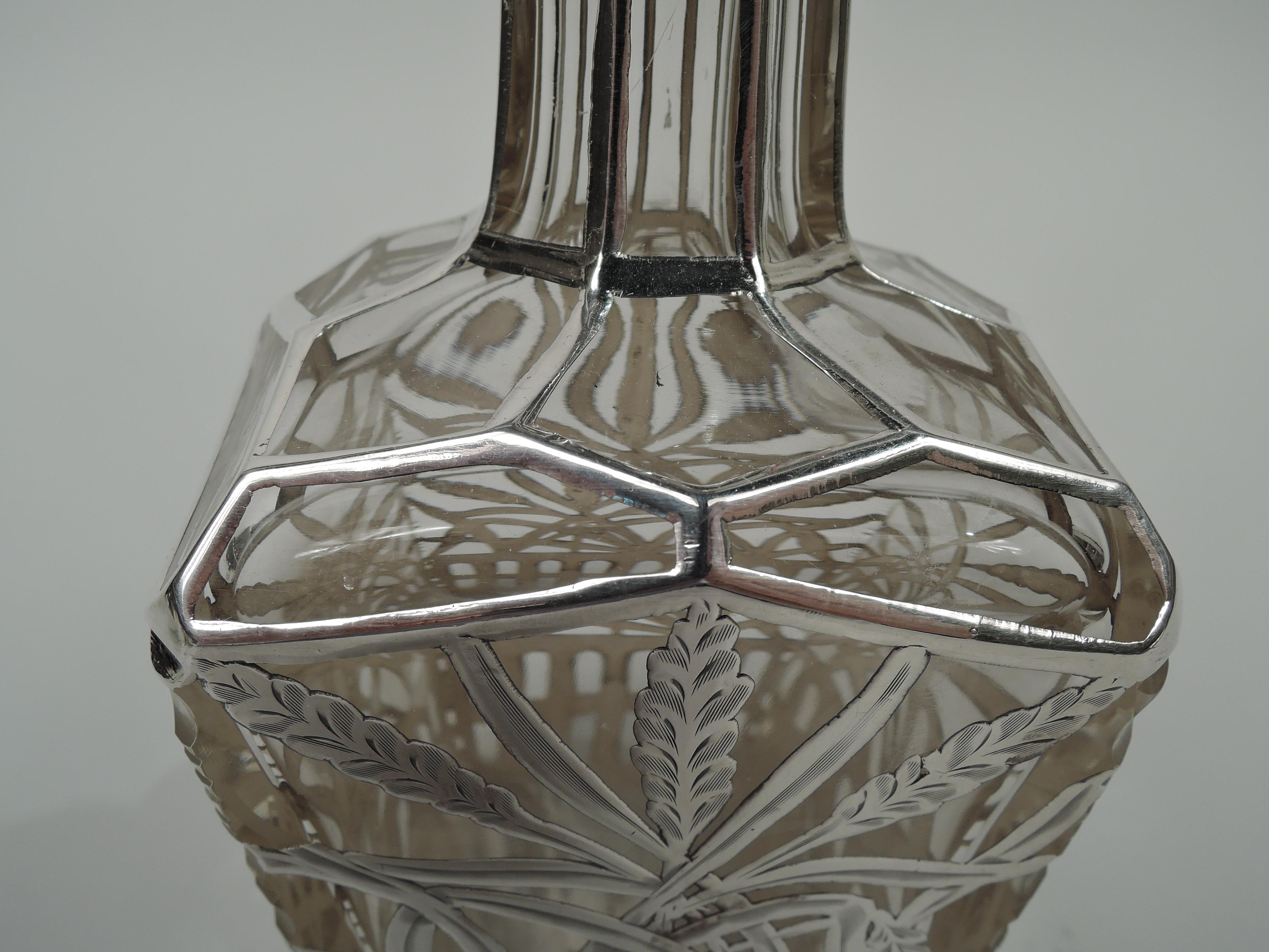 Antique American Art Nouveau Silver Overlay Rye Whiskey Decanter For ...