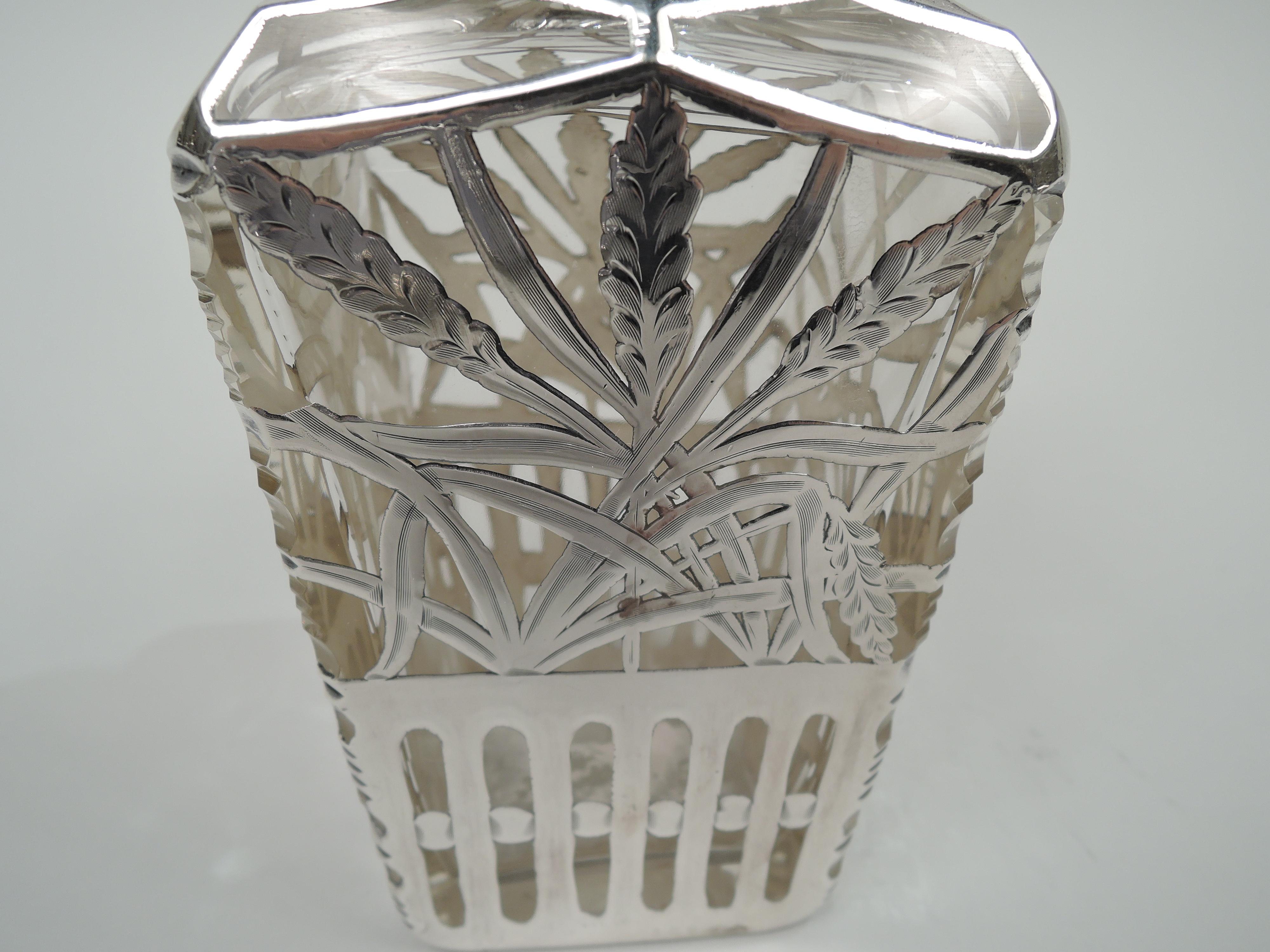 Antique American Art Nouveau Silver Overlay Rye Whiskey Decanter For ...