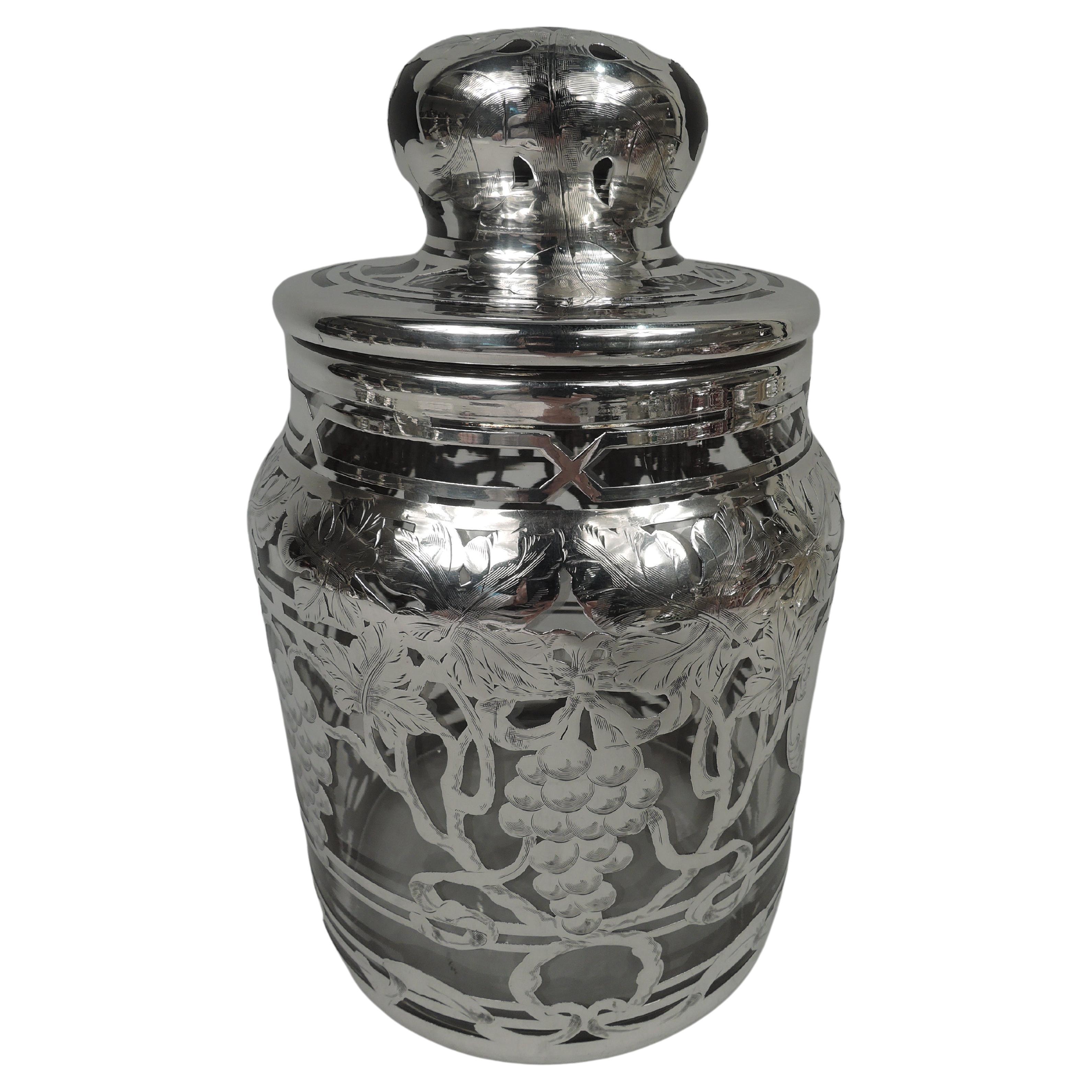 Antique American Edwardian Art Nouveau Silver Overlay Vase For Sale at ...
