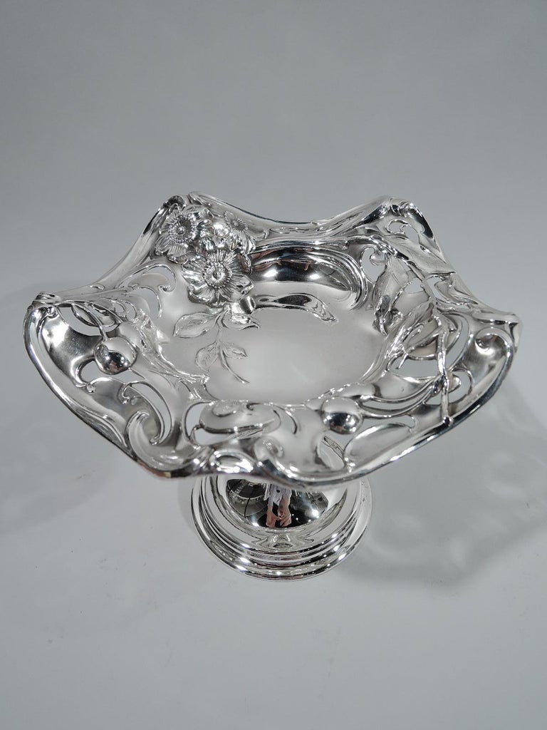 Antique American Art Nouveau Sterling Silver Compote For Sale at 1stDibs