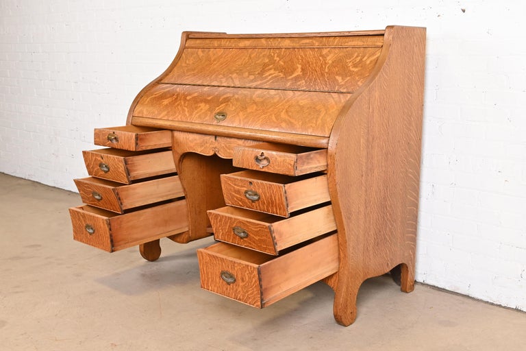 Antique American Arts and Crafts Oak Roll Top Desk, Circa 1890s For ...