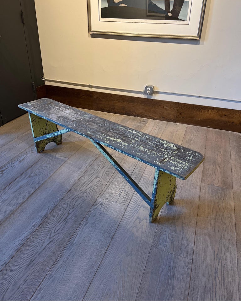Antique American Bench with Old Paint For Sale at 1stDibs