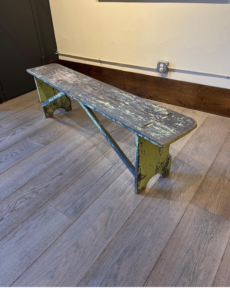 Antique American Bench with Old Paint For Sale at 1stDibs