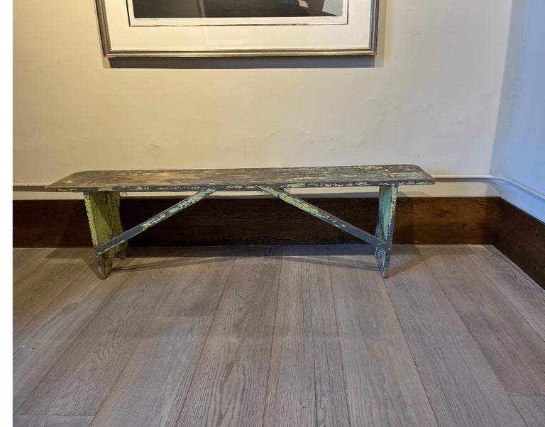 Antique American Bench with Old Paint For Sale at 1stDibs