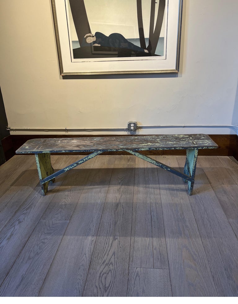 Antique American Bench with Old Paint For Sale at 1stDibs