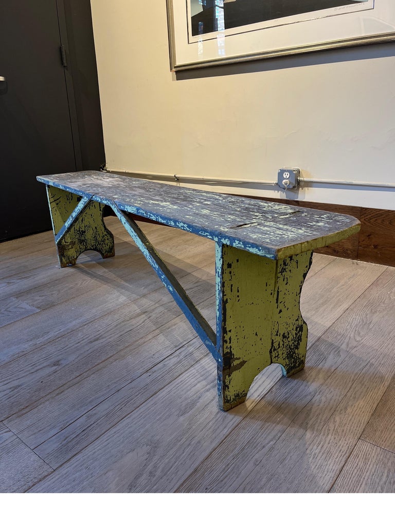 Antique American Bench with Old Paint For Sale at 1stDibs