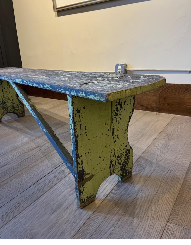 Antique American Bench with Old Paint For Sale at 1stDibs