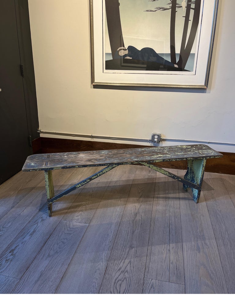Antique American Bench with Old Paint For Sale at 1stDibs