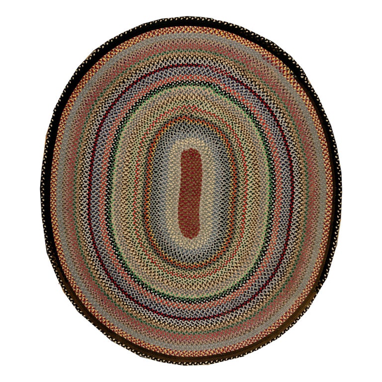 Antique American Braided Rug at 1stDibs
