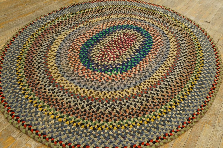 1930s American Braided Rug (6' x 7' - 182 x 213 cm ) For Sale at 1stDibs