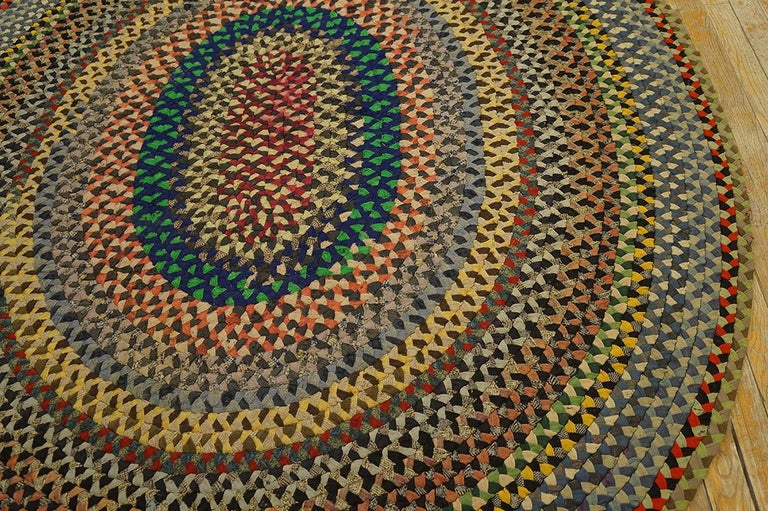 1930s American Braided Rug (6' x 7' - 182 x 213 cm ) For Sale at 1stDibs