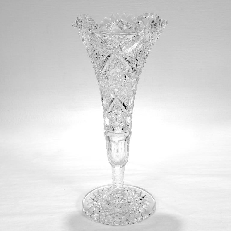 Antique American Brilliant Period Cut Glass Pedestal Trumpet Vase For ...