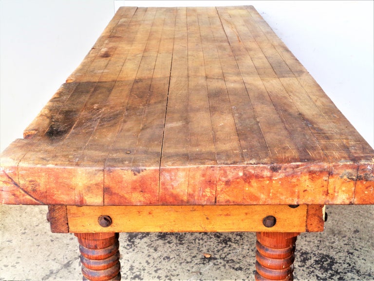 Antique American Butcher Block Work Table, circa 1930 at 1stDibs | old ...