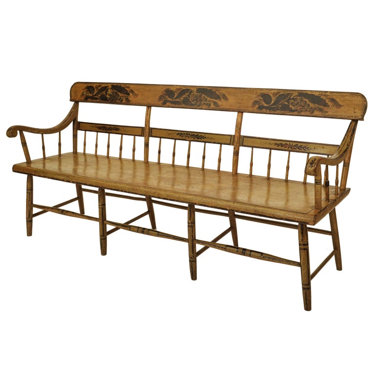 Antique American Federal Baltimore Painted Spindled Windsor Bench ...