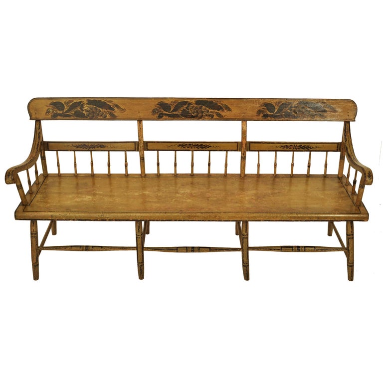Antique American Federal Baltimore Painted Spindled Windsor Bench ...