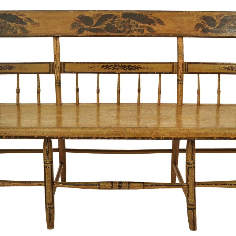 Antique American Federal Baltimore Painted Spindled Windsor Bench ...