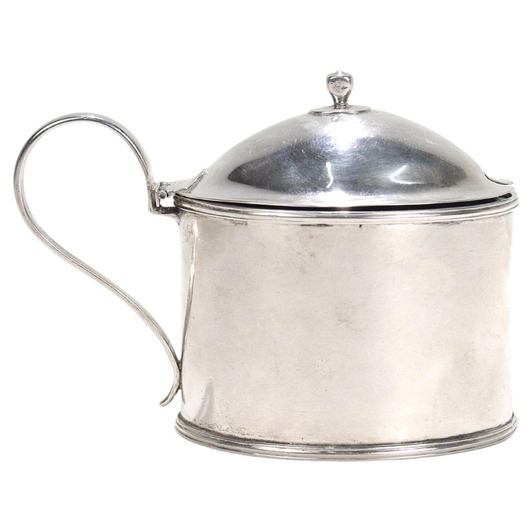 Antique American Colonial Period Mustard Pot marked JM with Cobalt ...