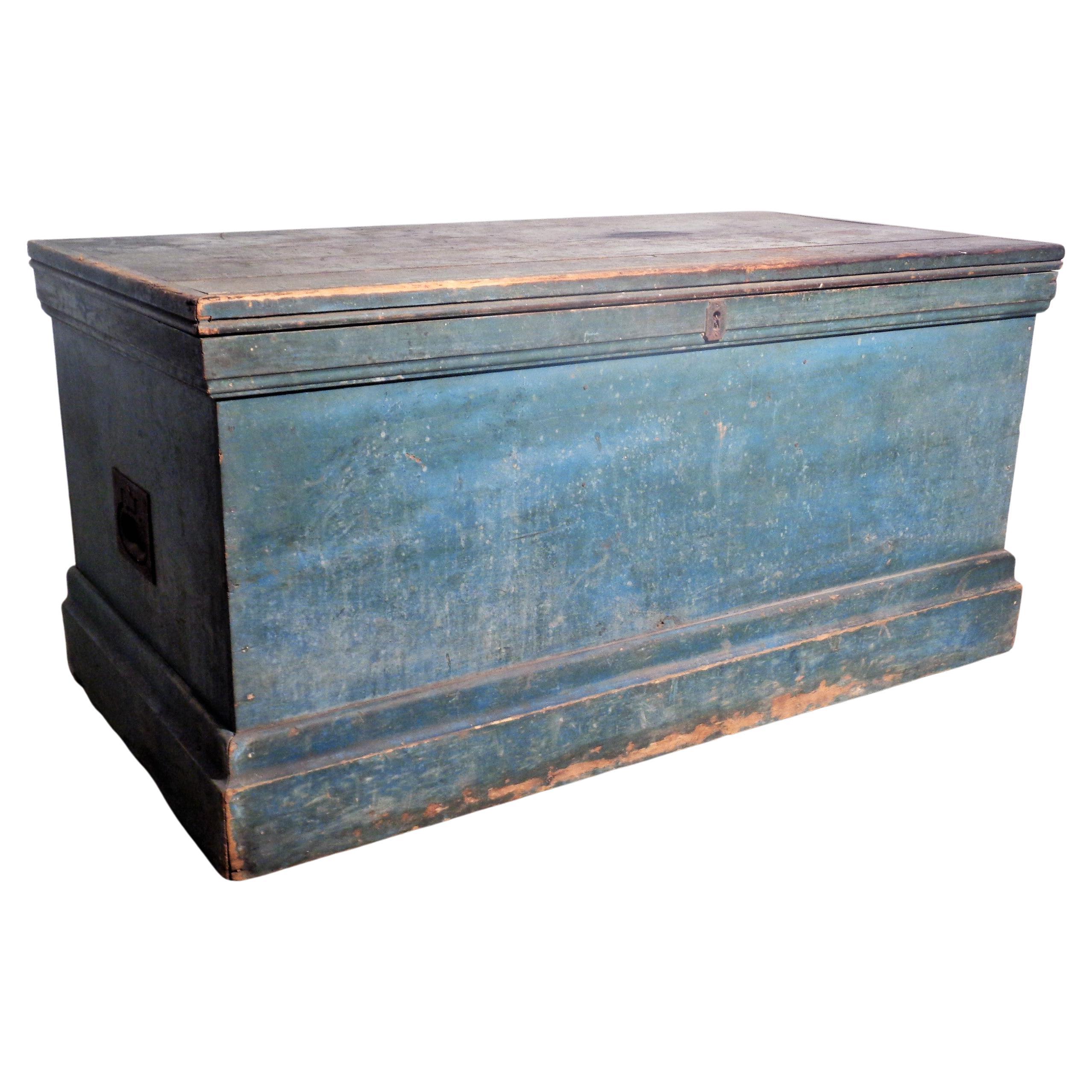 Antique American Blue Painted Blanket Chest at 1stDibs | antique blue ...