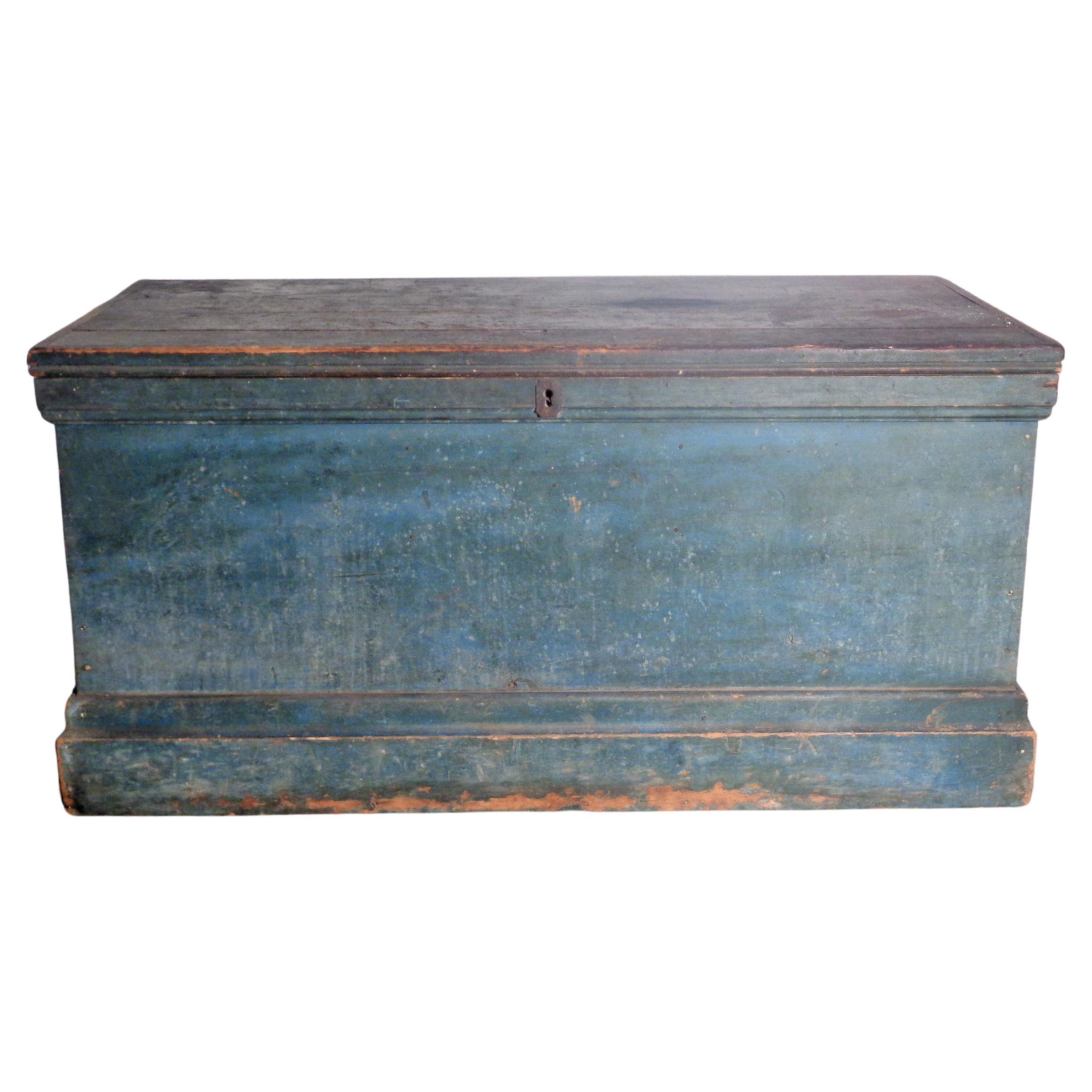 Antique American Blue Painted Blanket Chest at 1stDibs | antique blue ...