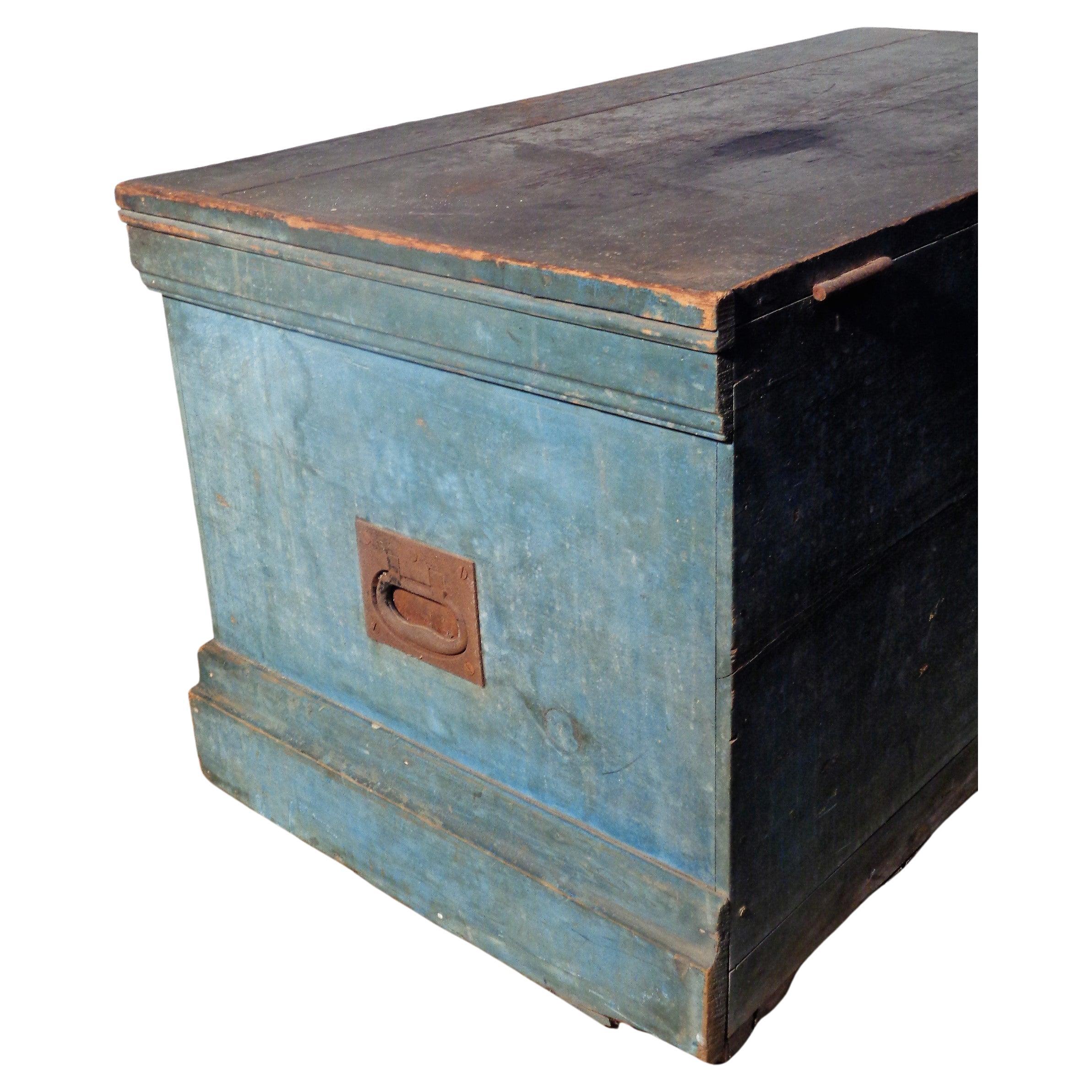 Antique American Blue Painted Blanket Chest at 1stDibs | antique blue ...