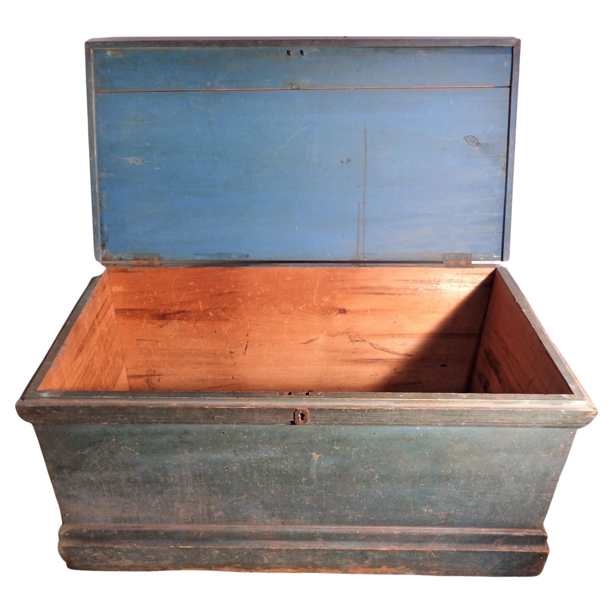 Antique American Blue Painted Blanket Chest at 1stDibs | antique blue ...