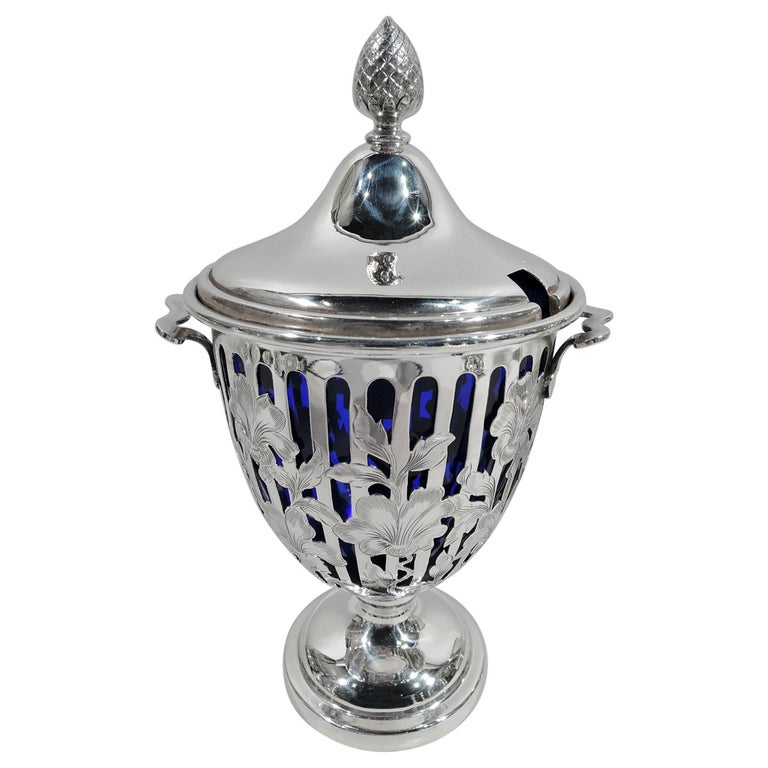 Antique American Edwardian Georgian Sterling Silver Jam Jar For Sale at ...