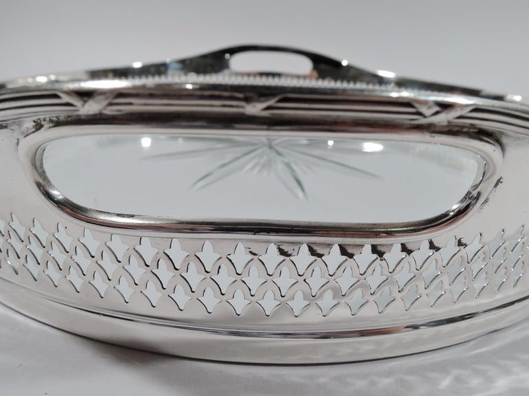 Antique American Edwardian Neoclassical Sterling Silver and Glass Tray ...