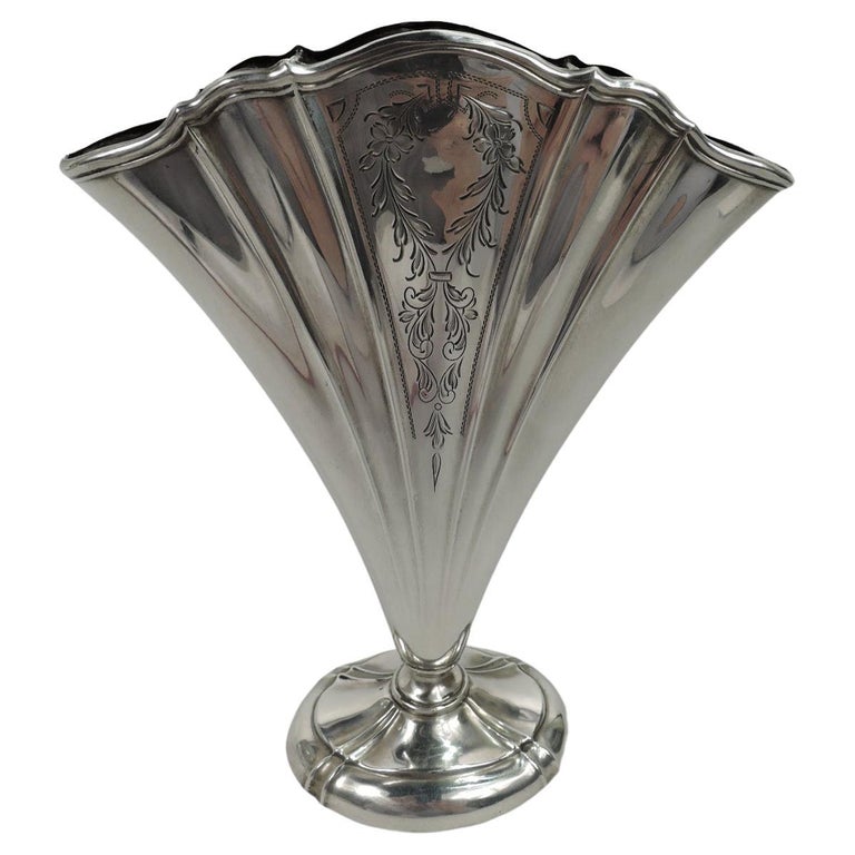 Antique American Edwardian Regency Sterling Silver Fan Vase For Sale at ...