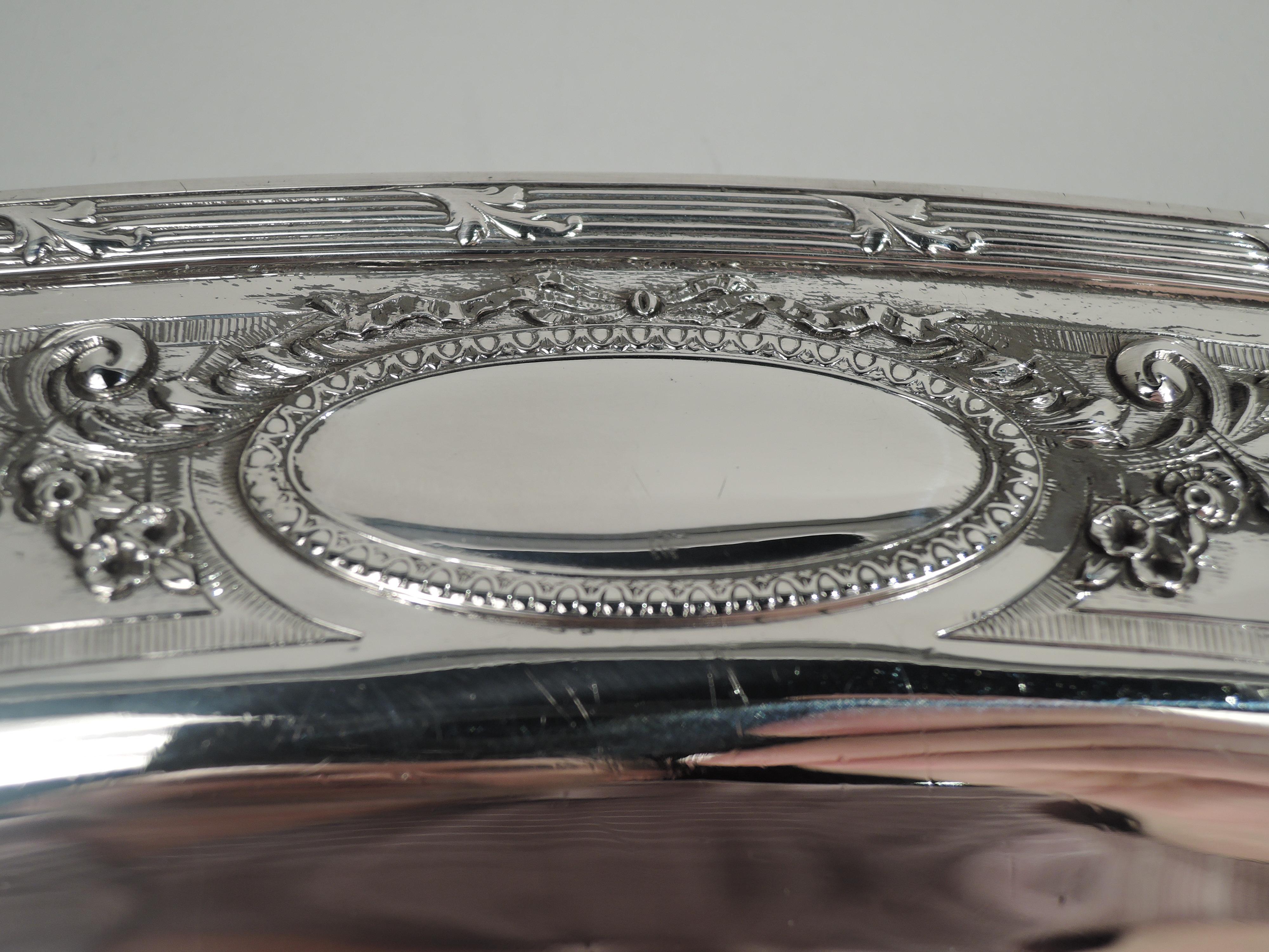 Antique American Edwardian Regency Sterling Silver Tray For Sale at 1stDibs