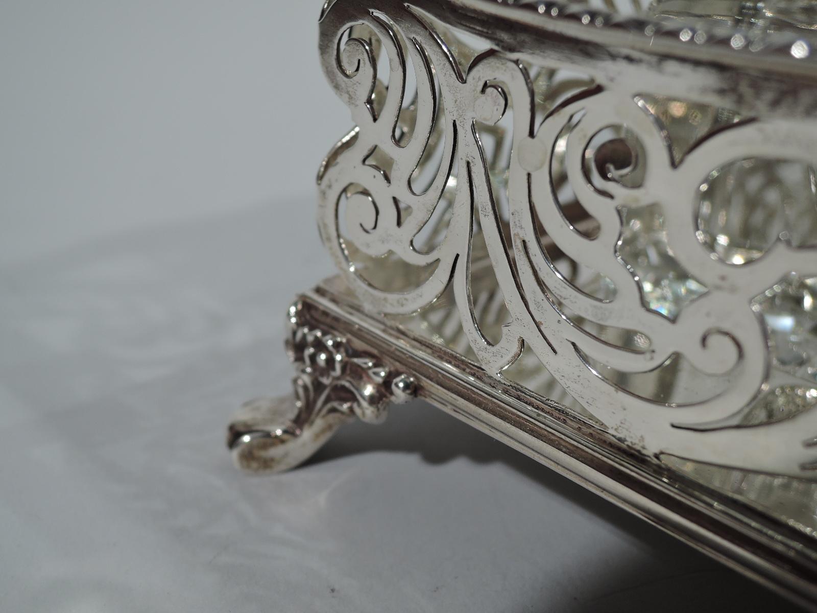 Antique American Edwardian Sterling Silver Double Inkwell on Stand at ...