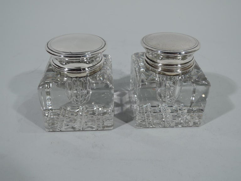 Antique American Edwardian Sterling Silver Double Inkwell on Stand For ...