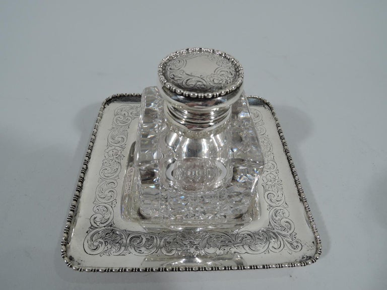 Antique American Edwardian Sterling Silver Inkwell on Stand by Gorham ...
