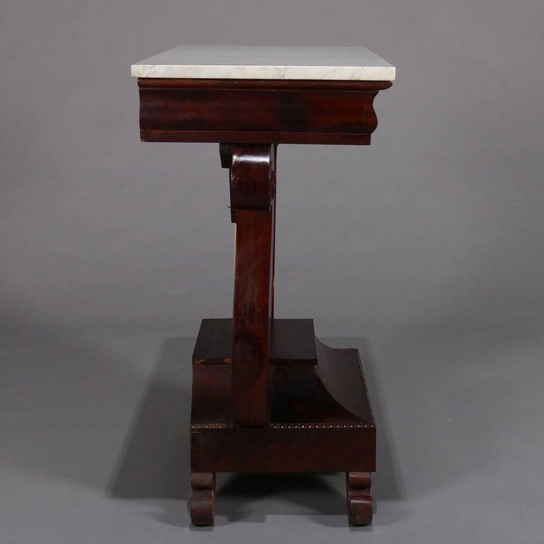 Antique American Empire Classical Lyre Flame Mahogany Marble and Mirror ...