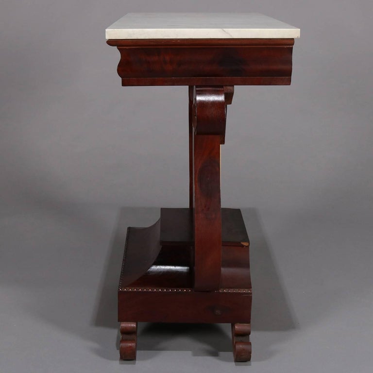 Antique American Empire Classical Lyre Flame Mahogany Marble and Mirror ...