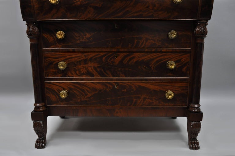 Antique American Empire Crotch Mahogany Chest Drawers Step Back Dresser ...