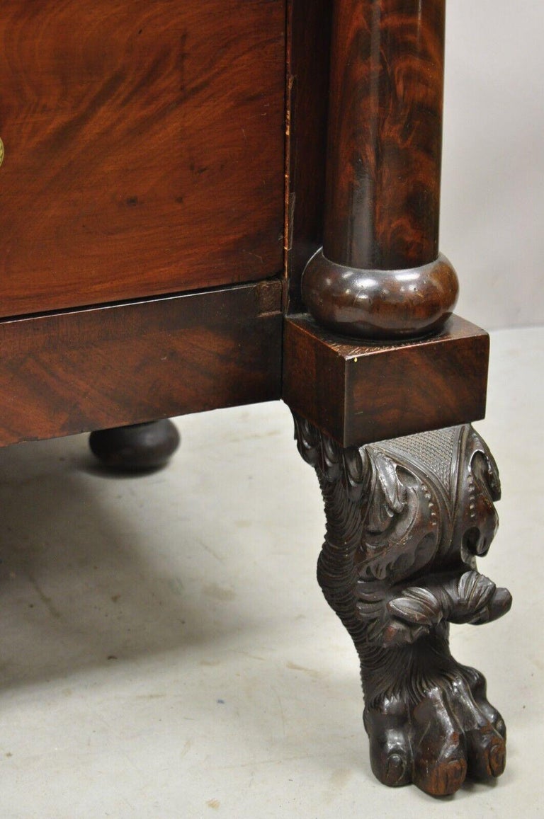 Antique American Empire Crotch Mahogany Chest Drawers Step Back Dresser ...