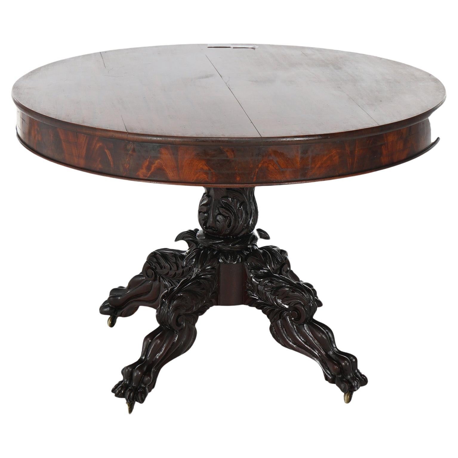 Antique American Empire Greco Flame Mahogany Carved Center Table Circa ...