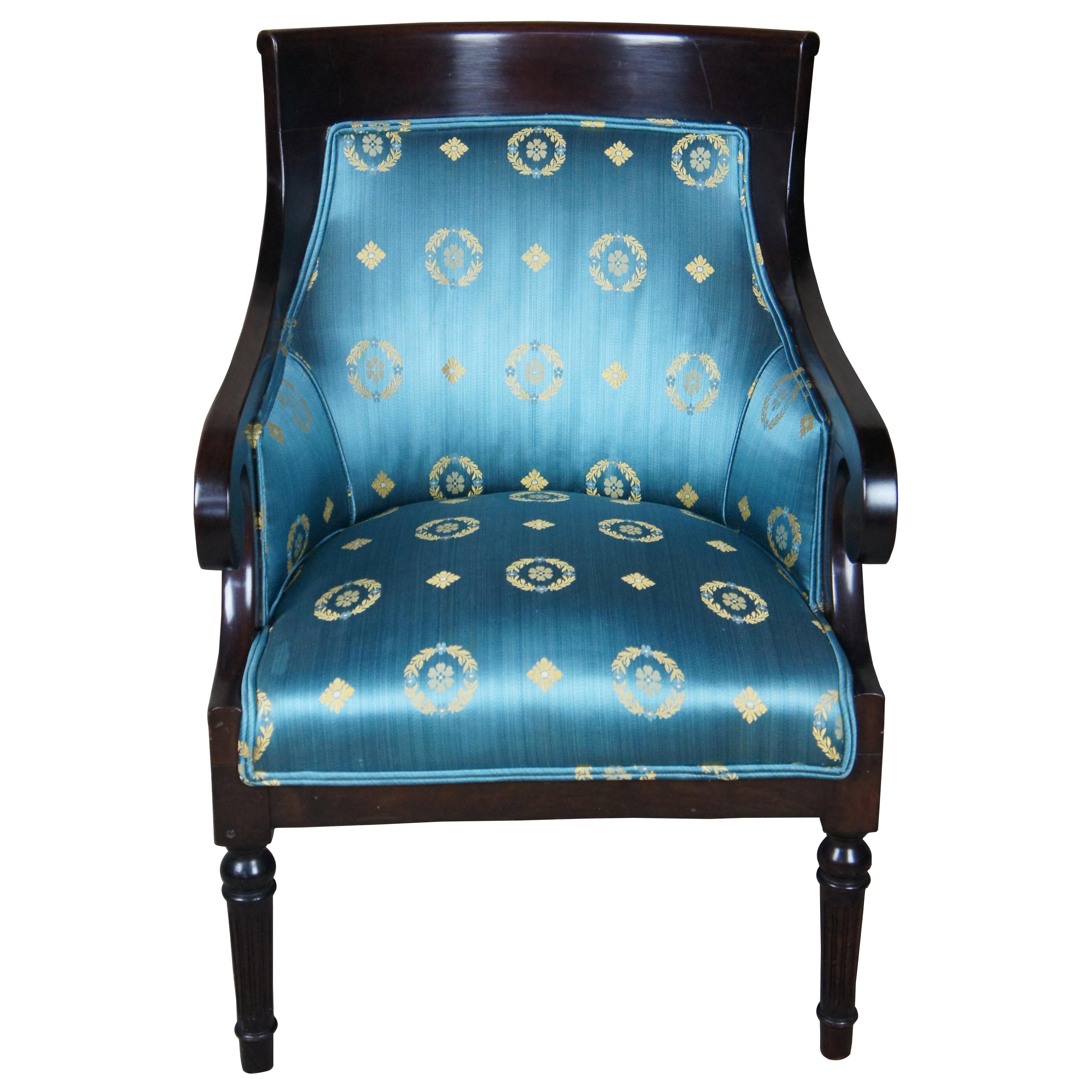 Antique American Empire Mahogany Club Chair Scroll Arm Accent ...