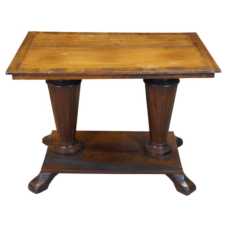 Antique American Empire Mahogany Double Pedestal Pillar and Scroll ...