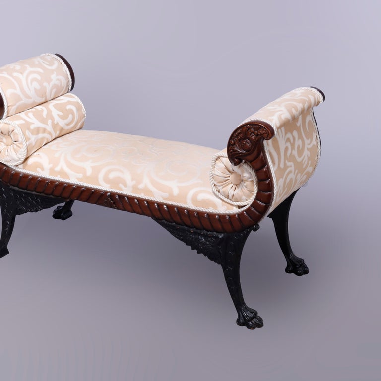 Antique American Empire Neoclassical Style Claw Foot Window Bench, 20th ...